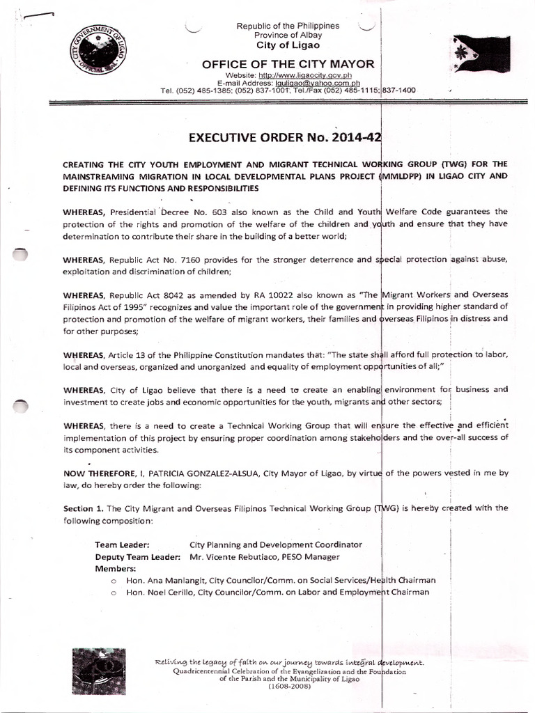 Ligao City EO Creating M&D TWG | PDF