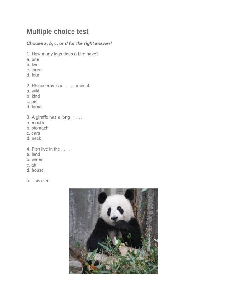 Multiple Choice Test | PDF