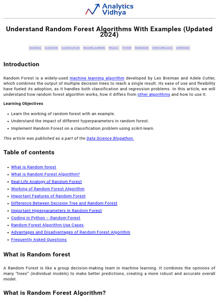 Understand Random Forest Algorithm With Examples (Updated 2024) | PDF