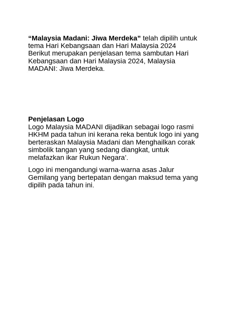 Maksud Logo Malaysia Madani | PDF