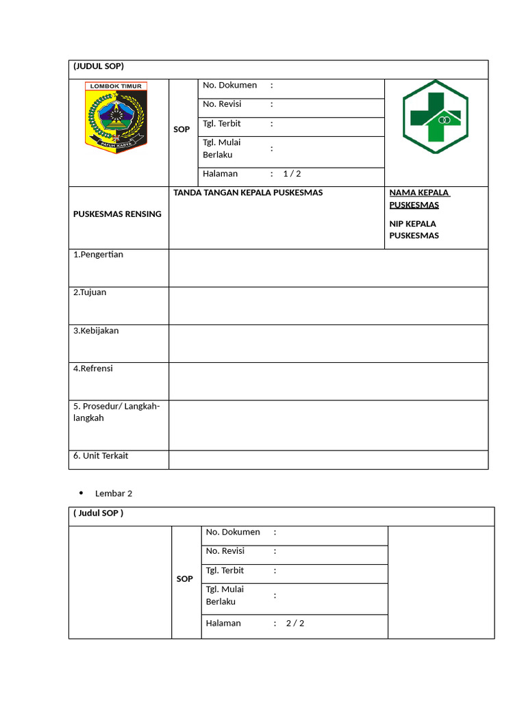Format SOP Dari Tata Naskah | PDF