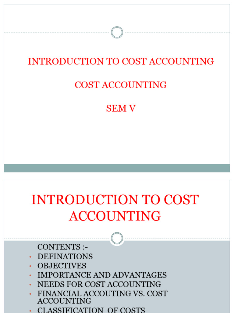 Cost Accounting Overview and Objectives | PDF