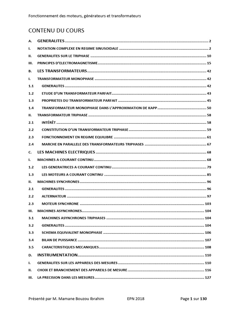 COURS TRANSFO ET MACHINES EPN - PDF - 1 | PDF