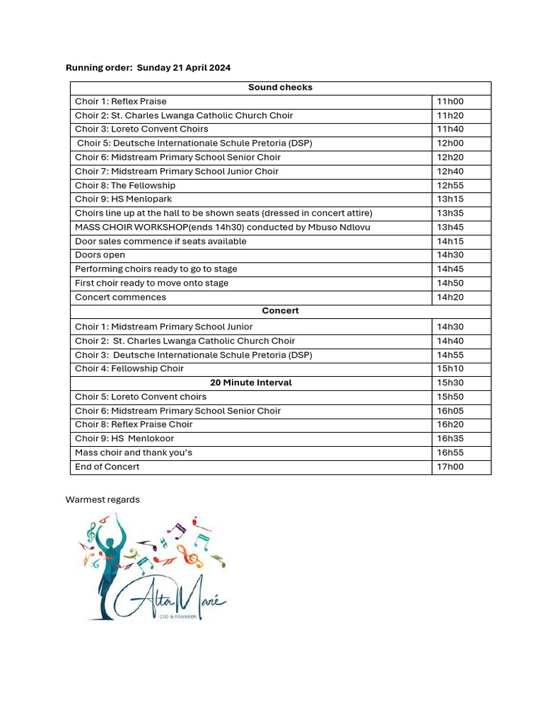 Running Order Festival 3 | PDF