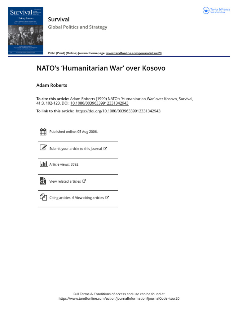 NATO s Humanitarian War Over Kosovo | PDF