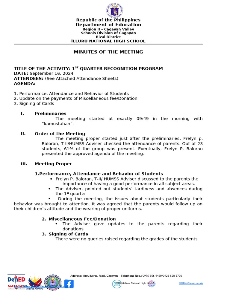 1ST Quarter Hpta | PDF