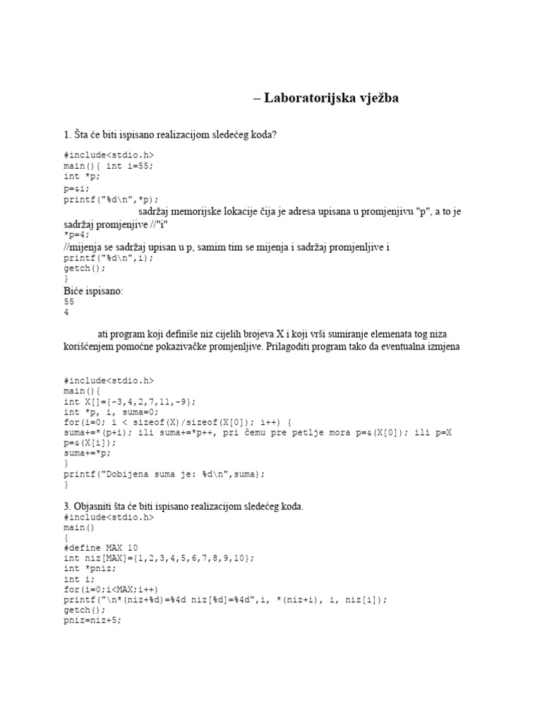 Programski Jezik C - Laboratorijska Vježba 6: Suma+ (P+i) Ili Suma+ P++ ...