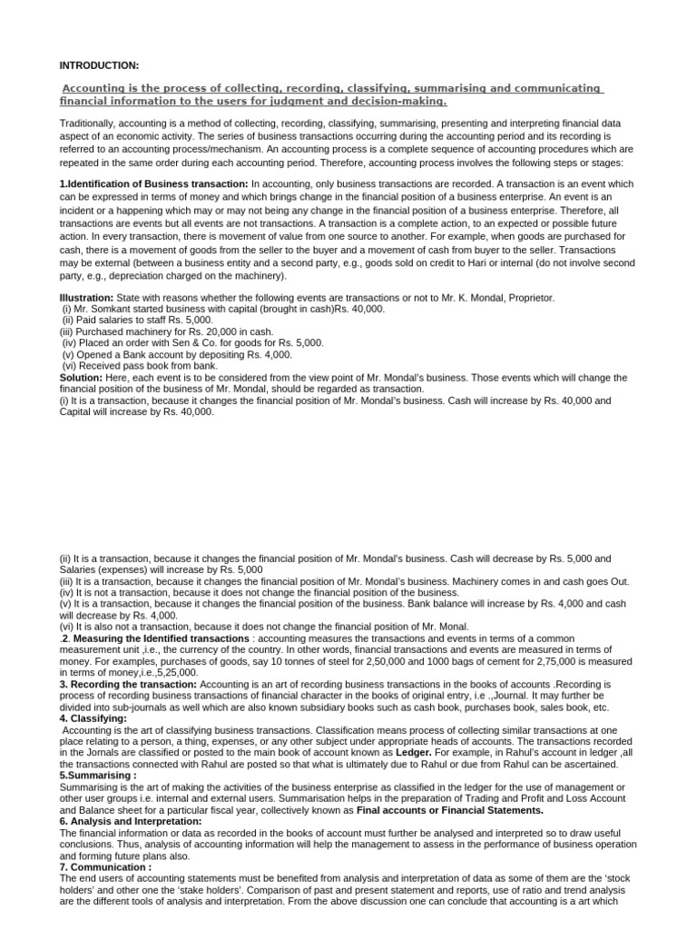 Accountancy Notes 1 | PDF