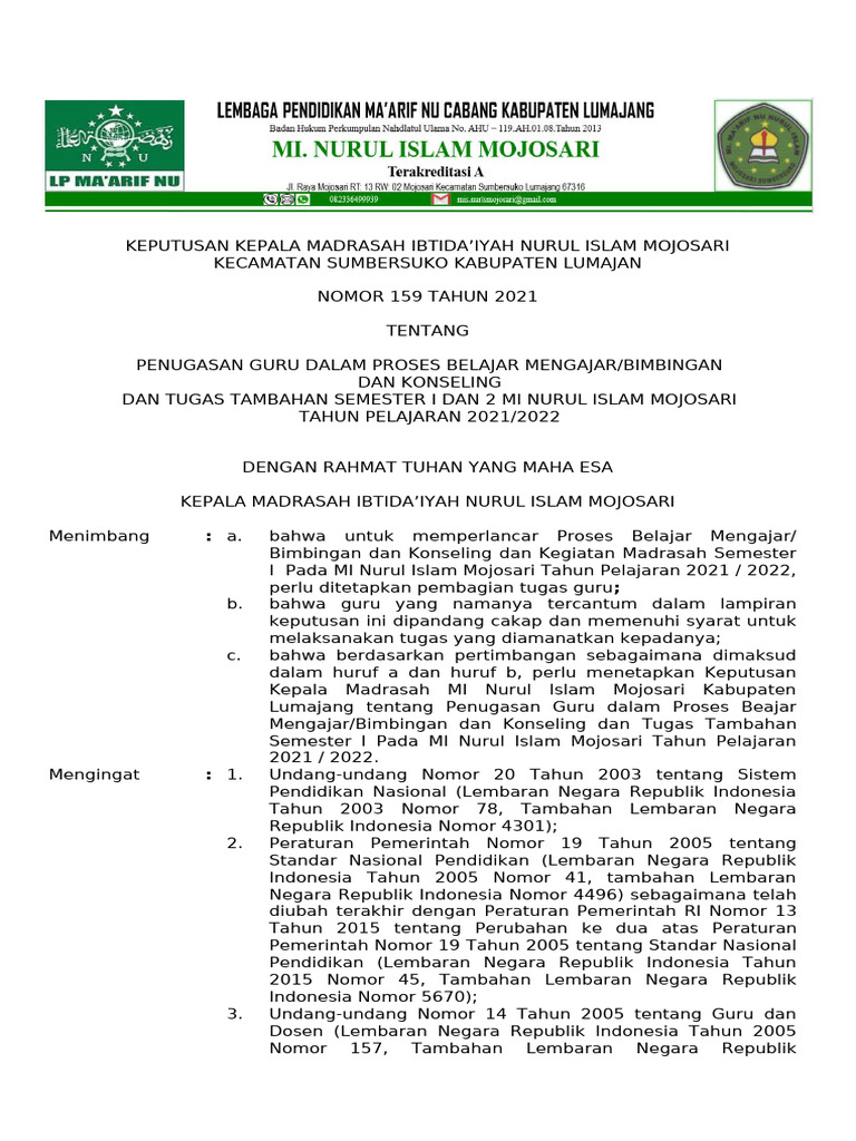 A.6 Konsider SK Penugasan Guru | PDF