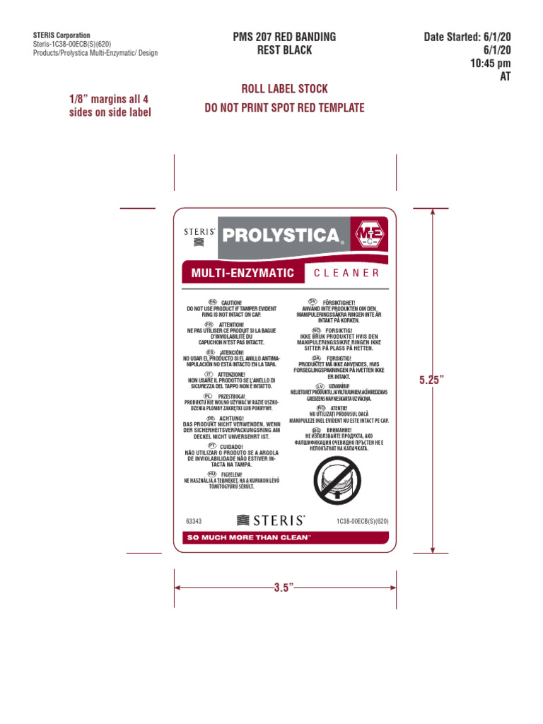 1C38+Prolystica+Multi+Enzymatic+Cleaner+Labels | PDF