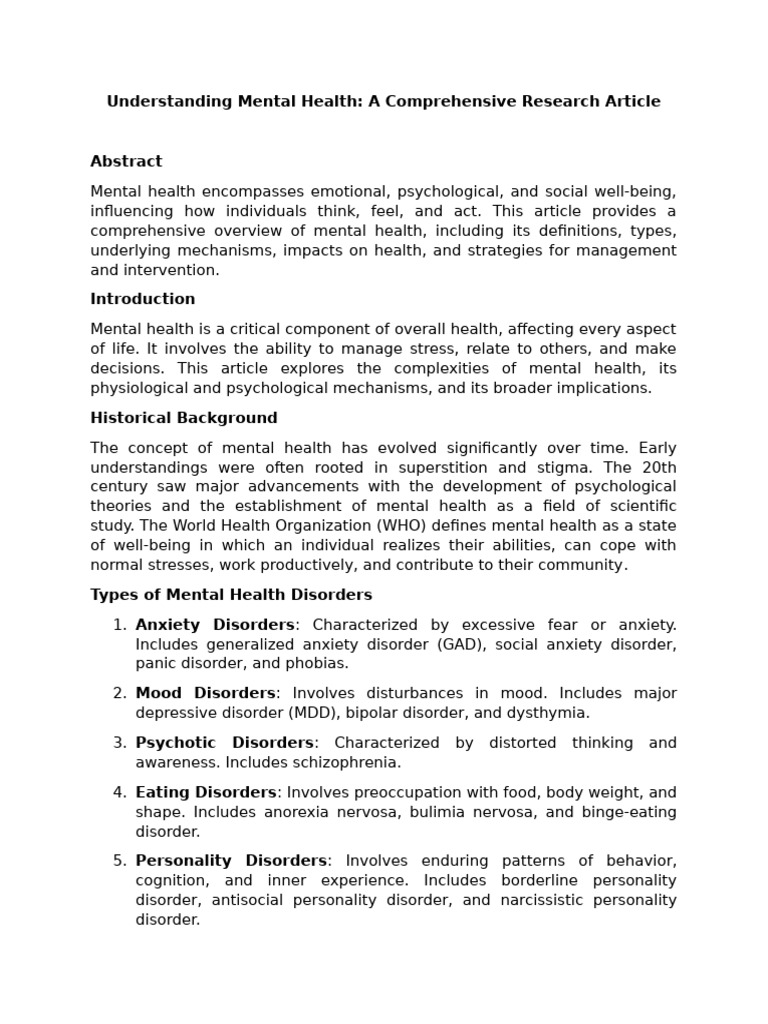 Understanding Mental Health | PDF
