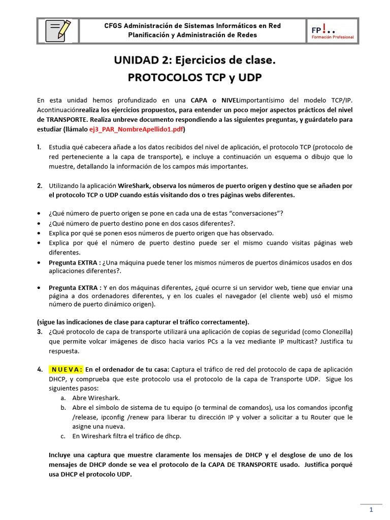 UD2.Ejercicio3.Protocolos Transporte SIN SOLUCION | PDF