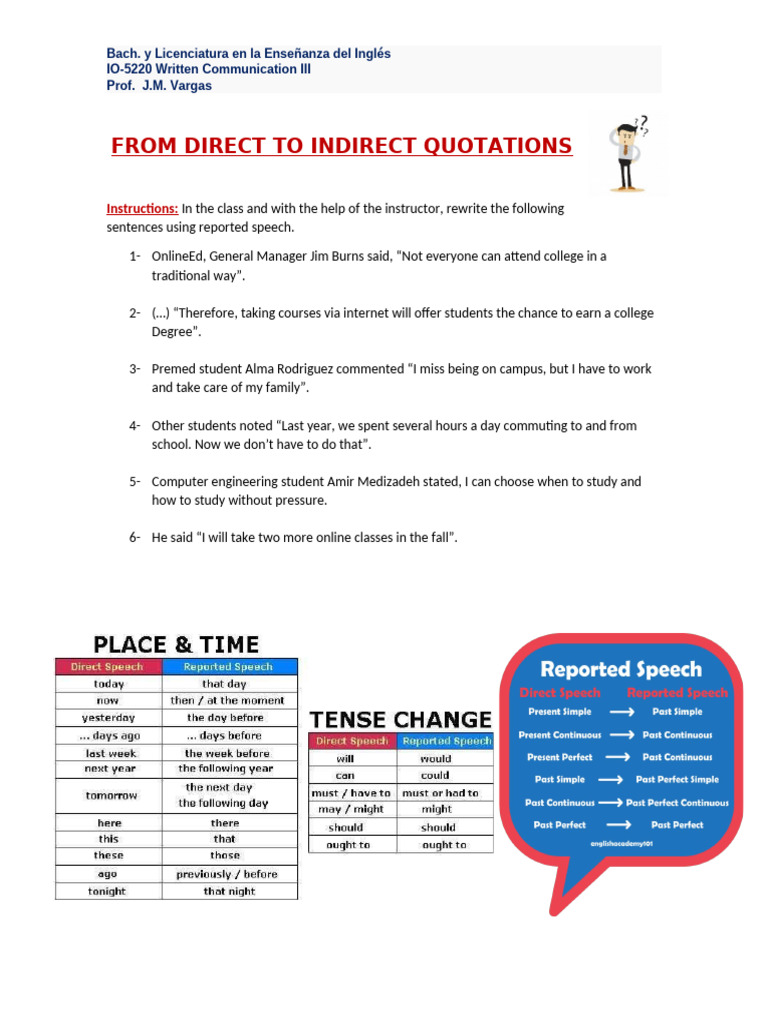 From Direct To Indirect Quotations | PDF
