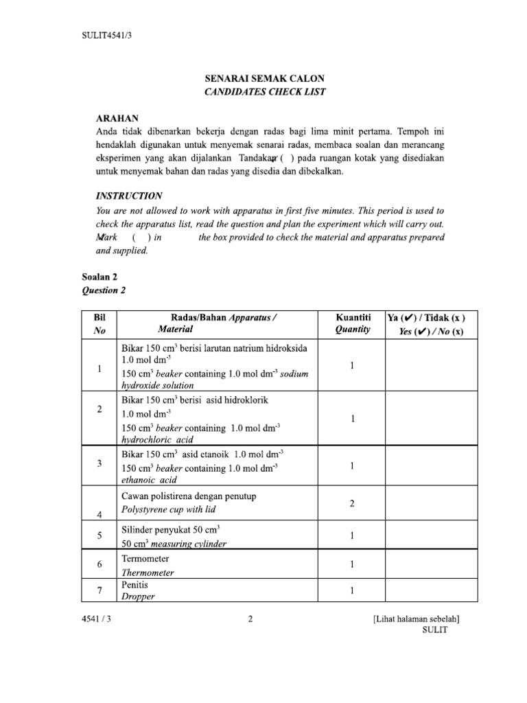 Paper 3 Trial Kimia 2024 | PDF