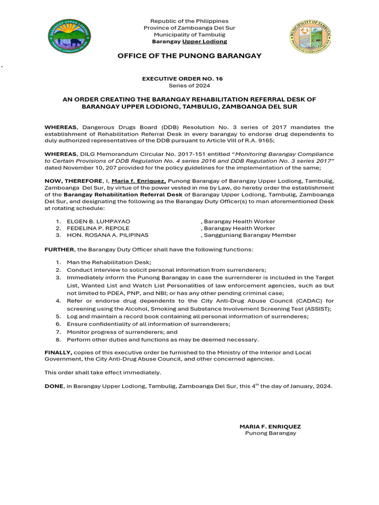 EO - BADAC Referral Desk | PDF