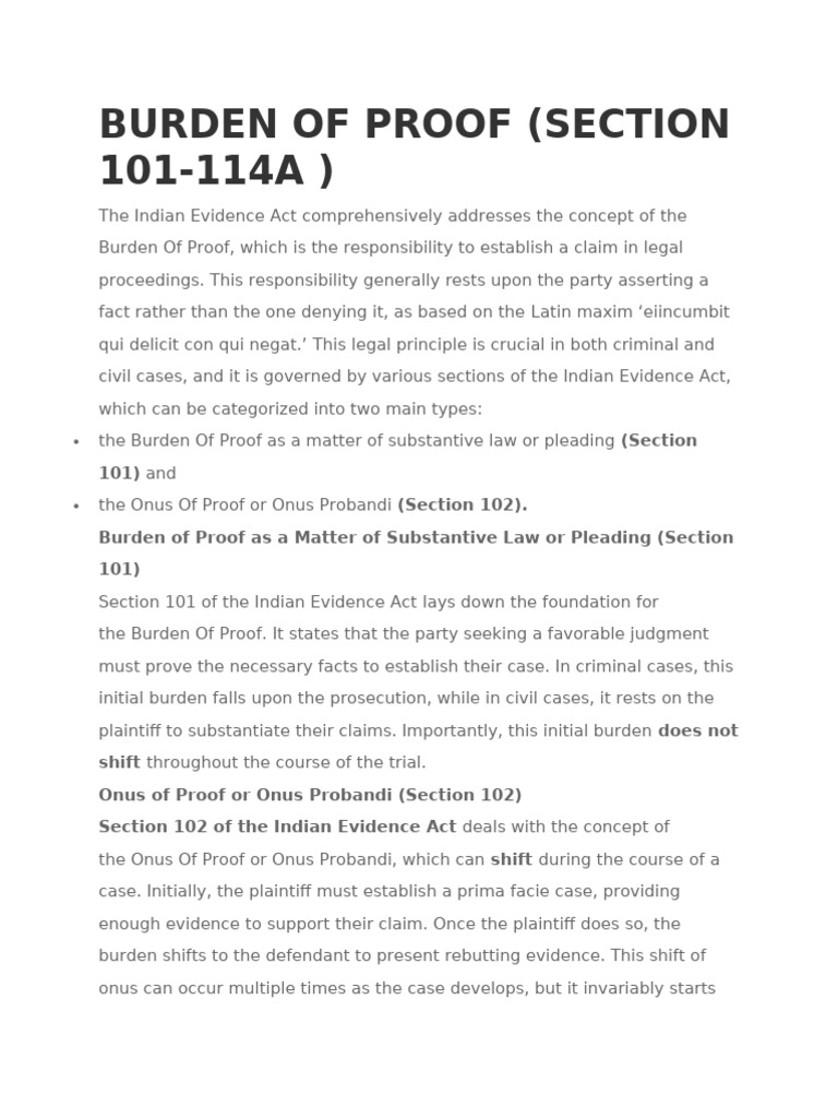 Burden of Proof 101 - 114 | PDF