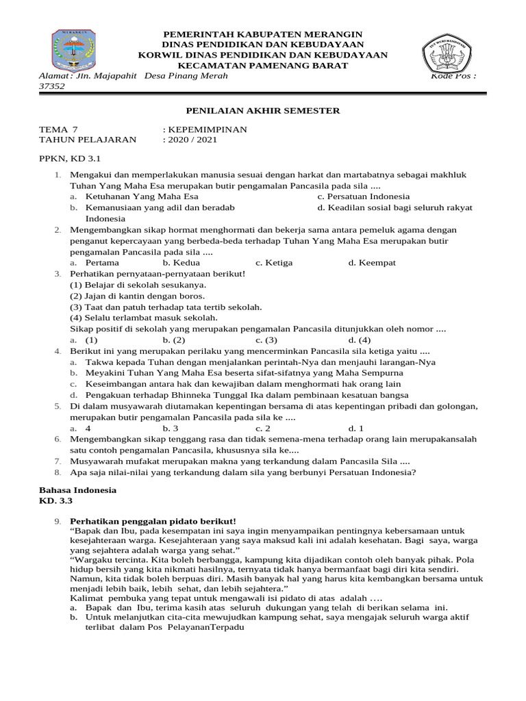 Soal Tema 7 KLS 6 | PDF