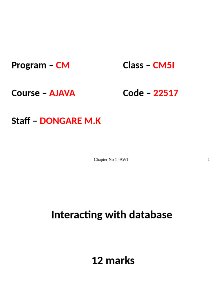 Unit 5 - Interaction With JDBC | PDF