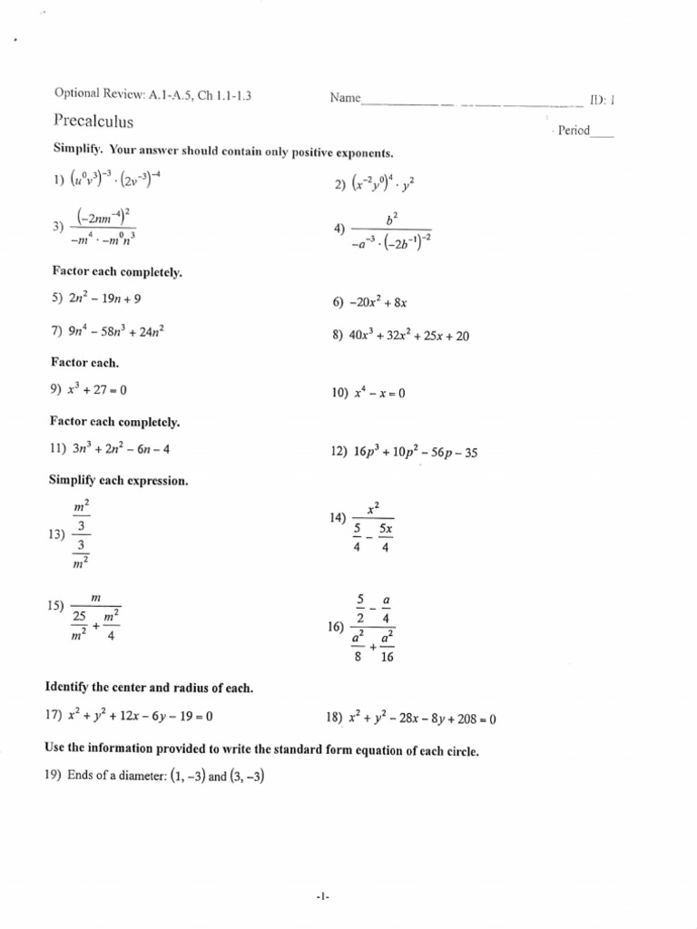 PreCalculus Final Review | PDF