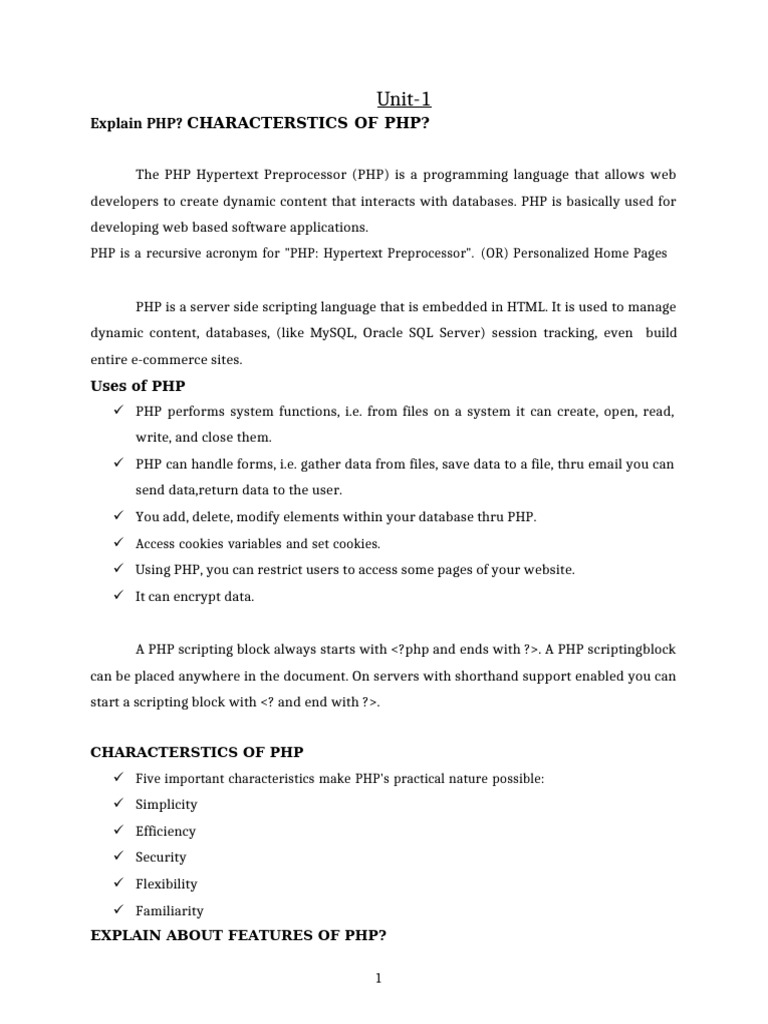 PHP 3rd B.cs Material | PDF