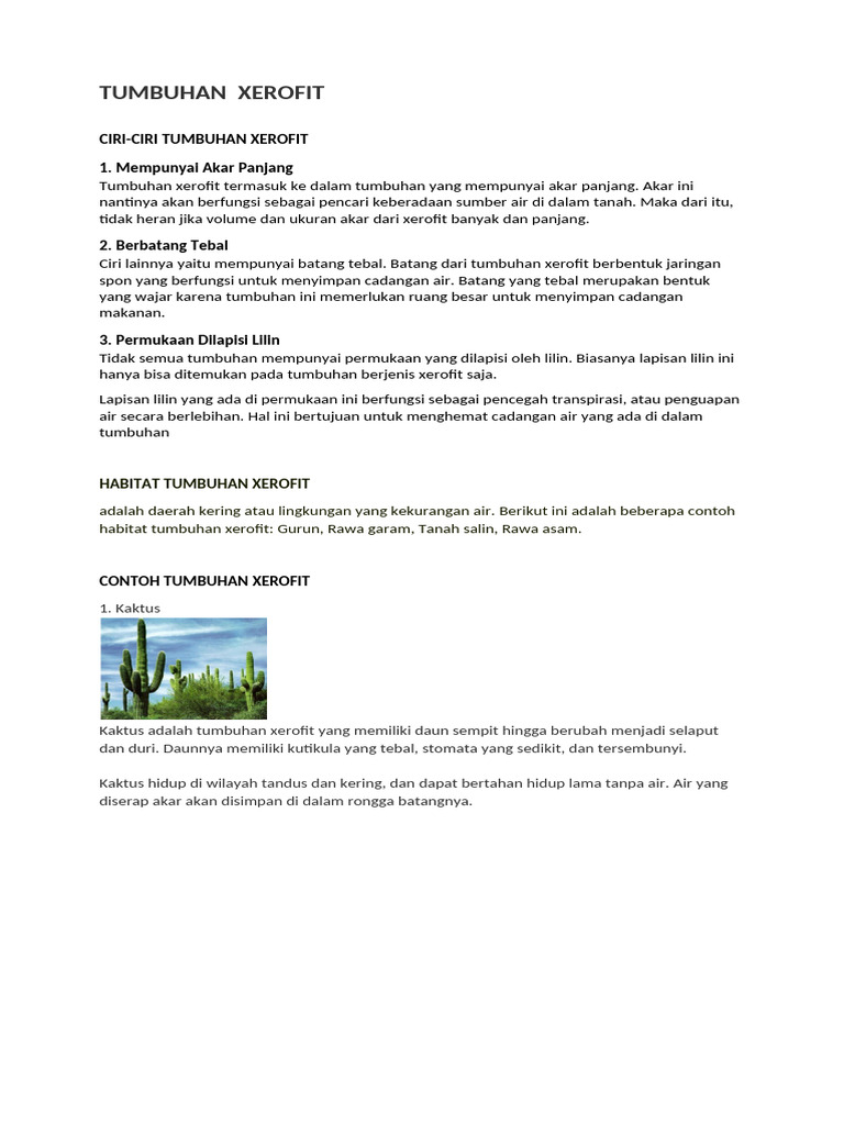 Tumbuhan Xerofit | PDF