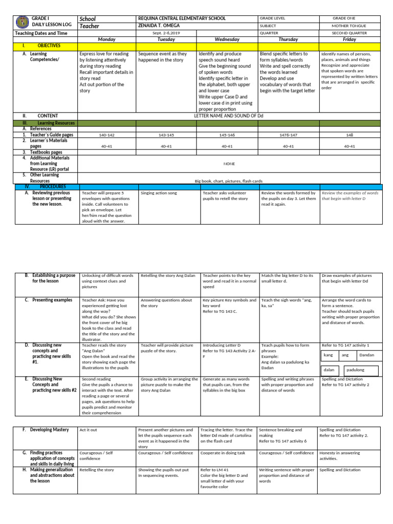 DLL MTB Wk1 3 Ang Dalan DD | PDF