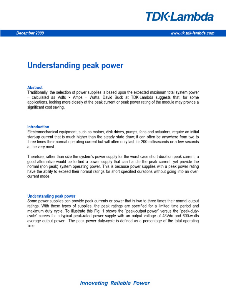 Understanding Peak Power Ratings | PDF