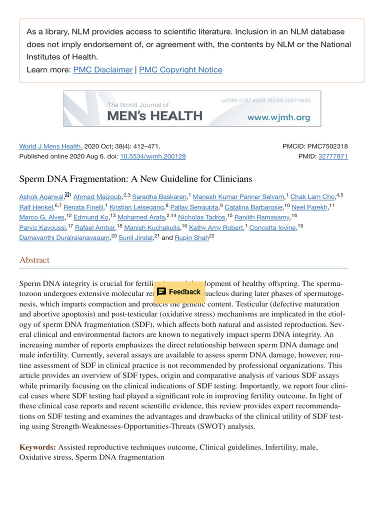 Sperm DNA Fragmentation | PDF