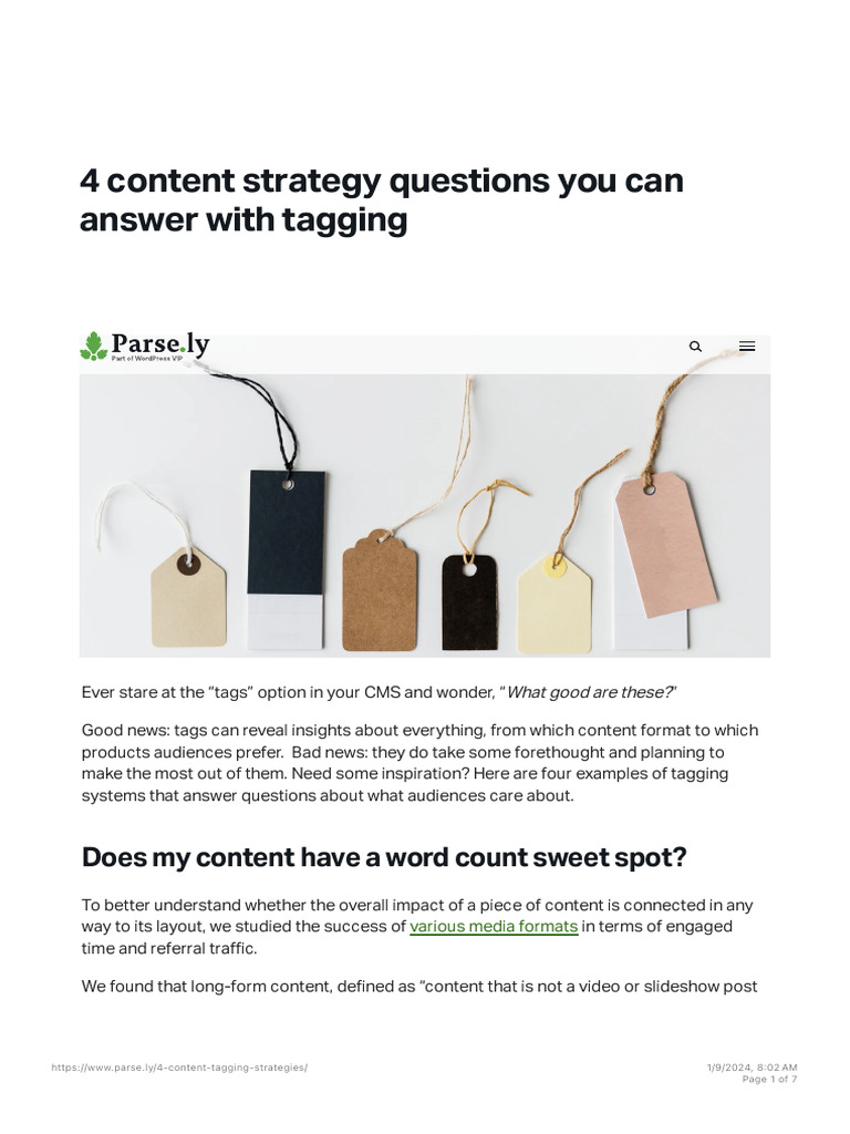 4 Content Strategy Questions You Can Answer With Tagging | PDF