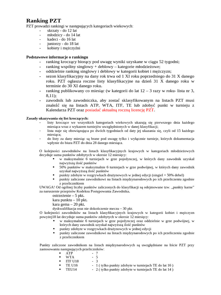 6 Zasady Rankingu PZT I Tedoc | PDF