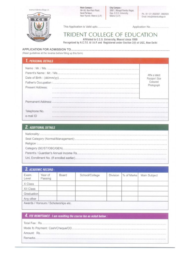 Admission Form | PDF