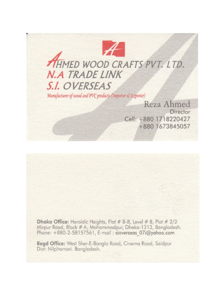 Visiting Card - Reza Sir | PDF