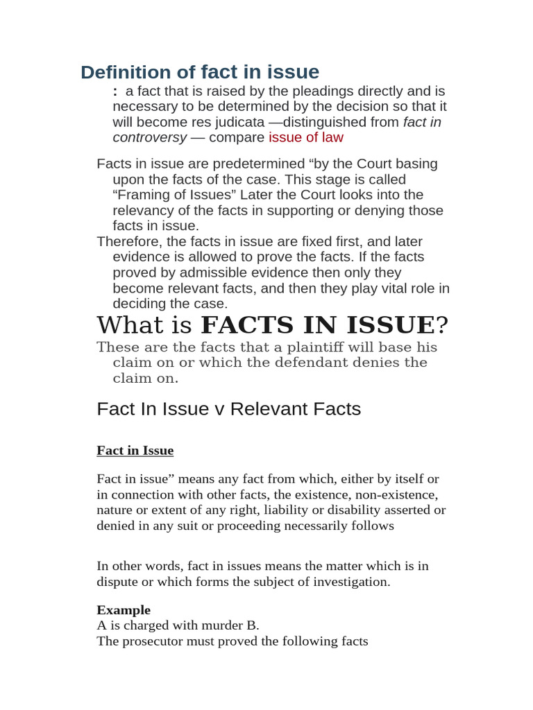 Direct and Circumstantial Evidence and Facts in Issue | PDF