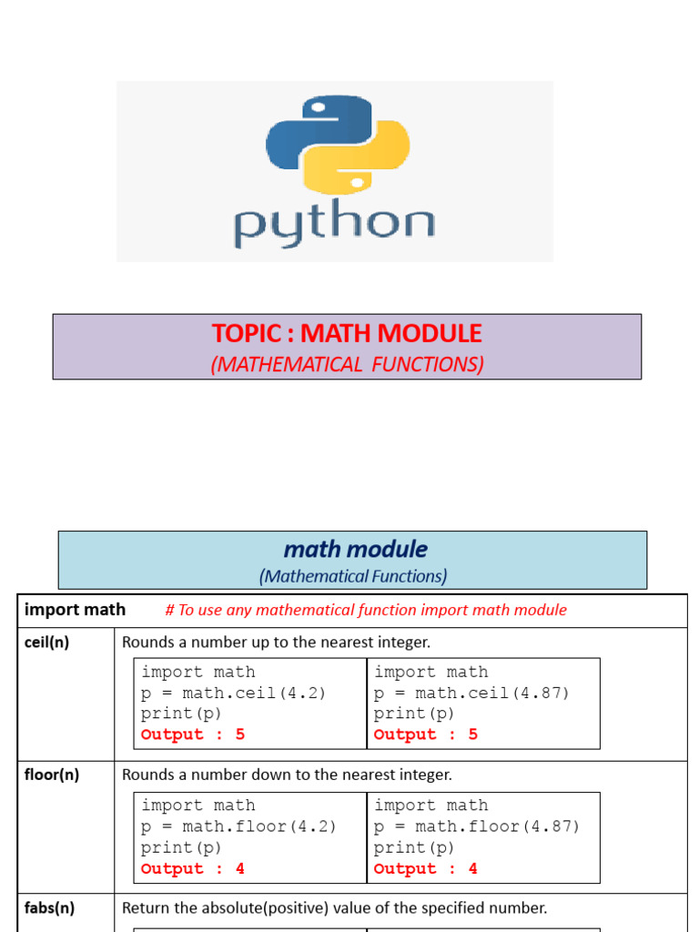 62) Math Module | PDF