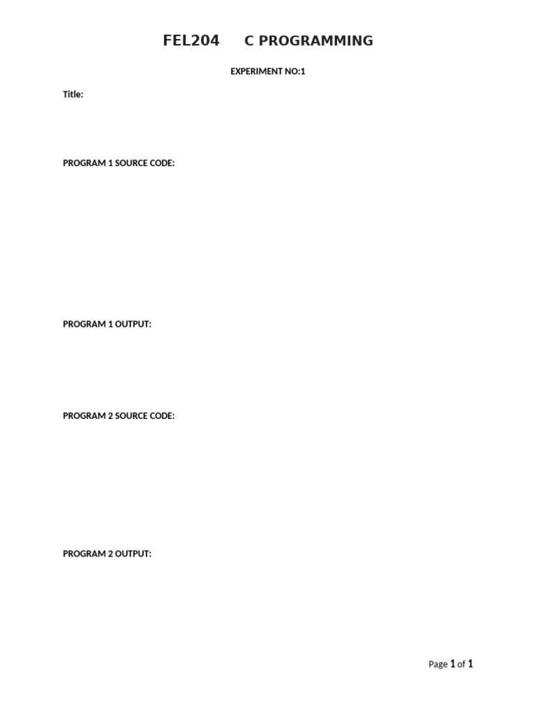 Experiment File Format - C Program | PDF