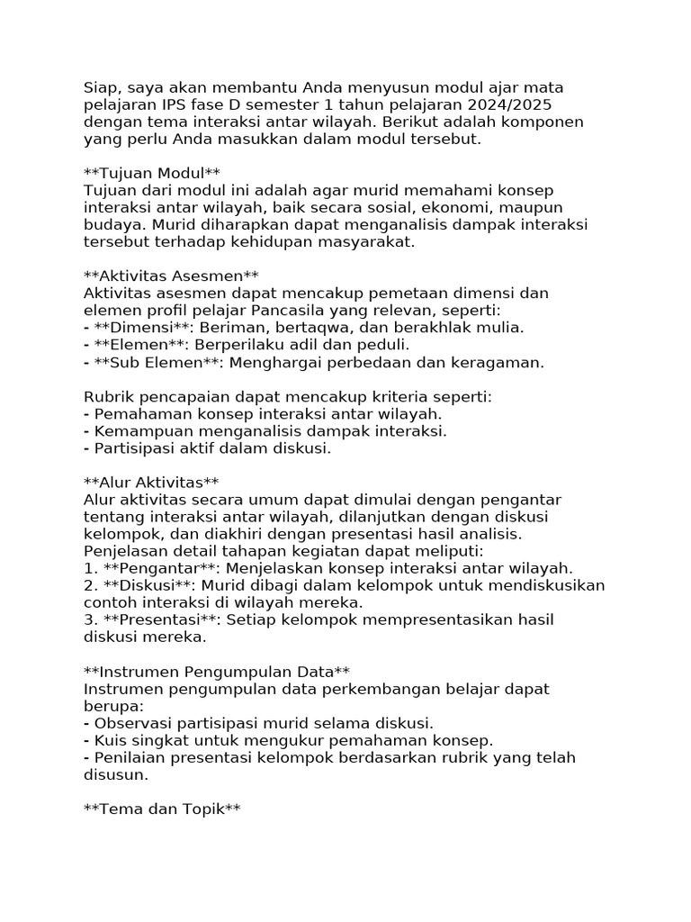 Modul Ajar IPS Interaksi Antar Wilayah | PDF