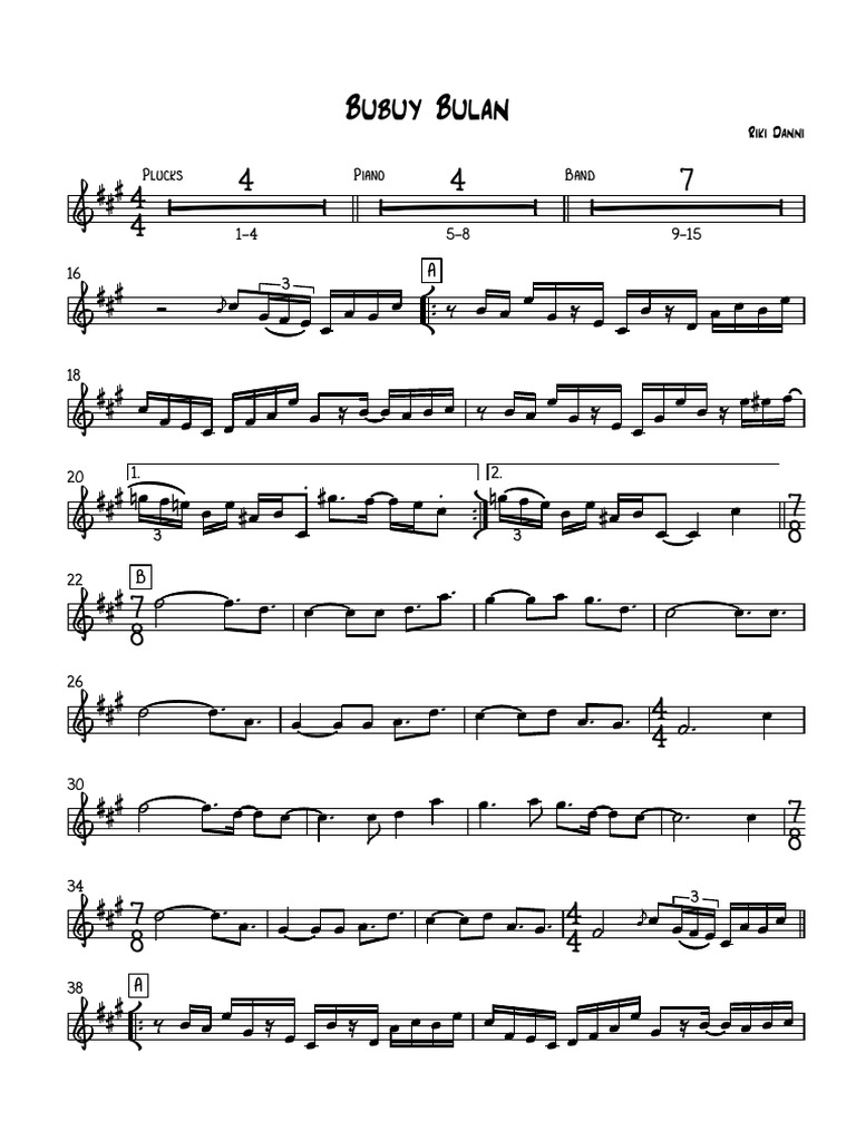 Sax Bubuy Bulan - Full Score | PDF