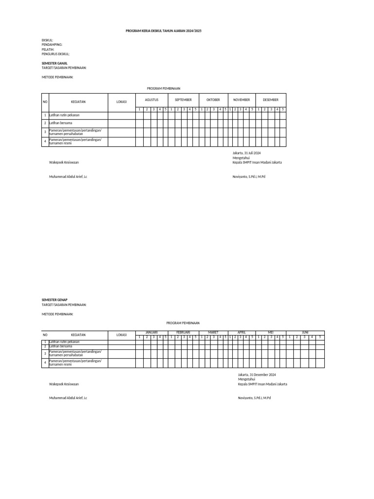 Proker Ekskul 2024 | PDF