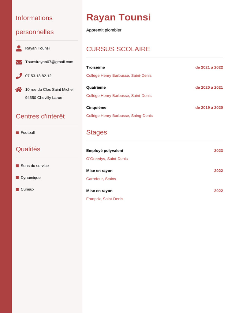 CV de Rayan Tounsi | PDF