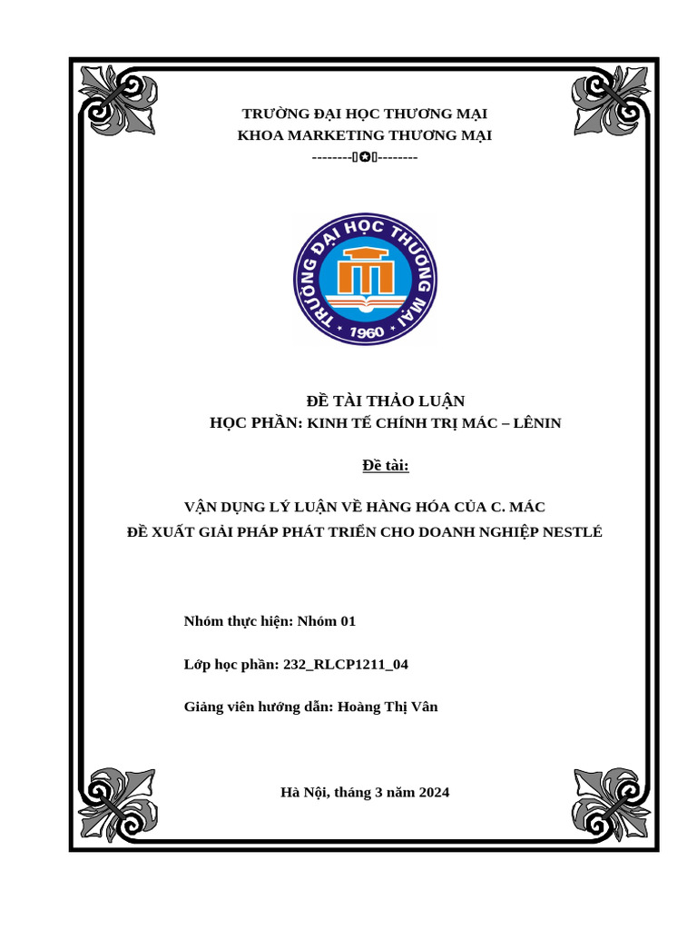 Bài Thảo Luận Ktct Mác Lênin - Nhóm 1 Final | PDF