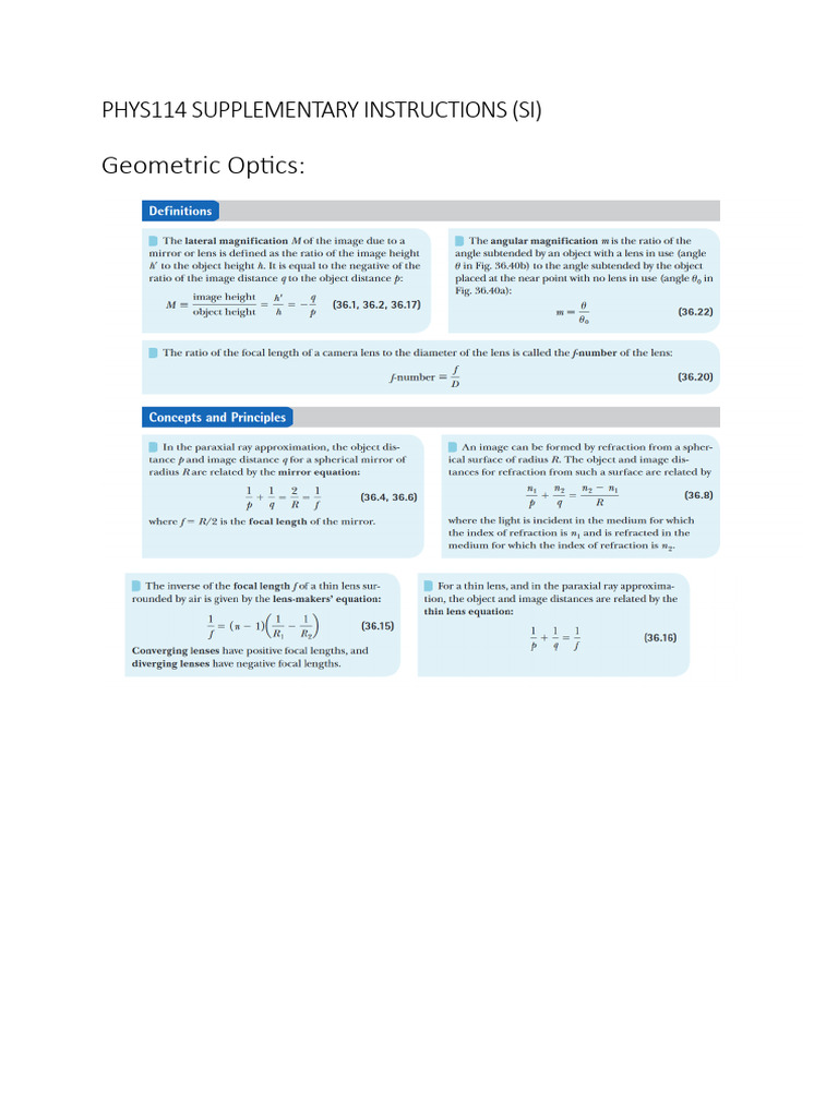Geometric Optics 2 and Wave Optics | PDF