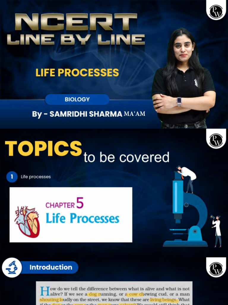 Life Processes - Class Notes - NCERT Line by Line Series | PDF