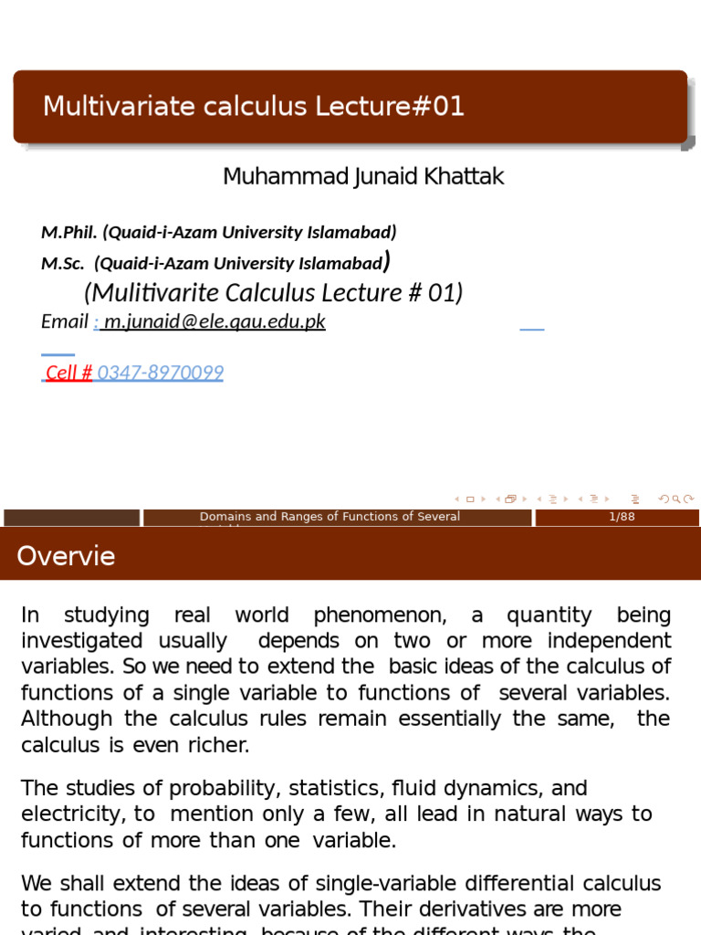 Multivariate Calculus Lecture#01 | PDF