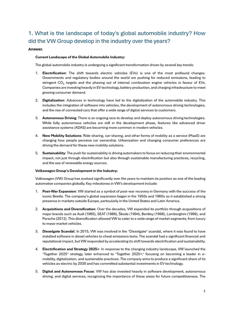 RoopamKumarGupta - Assignment - Volkswagen Adapting With AI | PDF