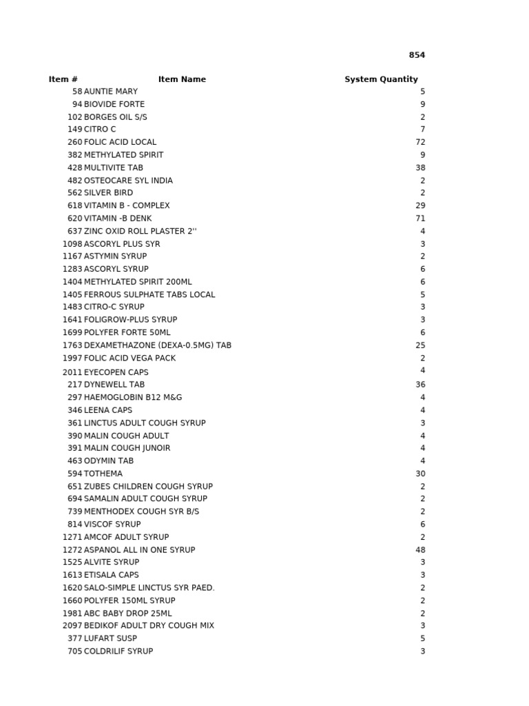 Mini Stock Take | PDF