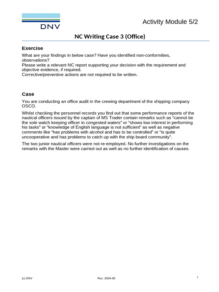 Activity Module 5 - 2 - Writing NC-OBS Case 3 (Office) Exercise | PDF