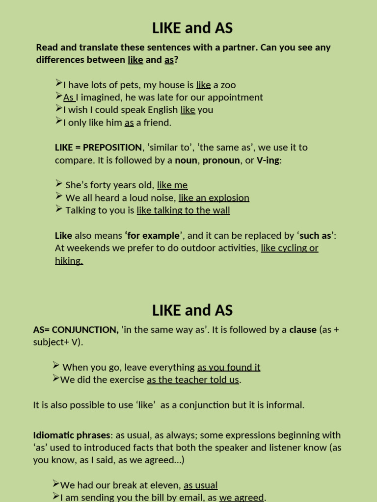 AS and LIKE | PDF