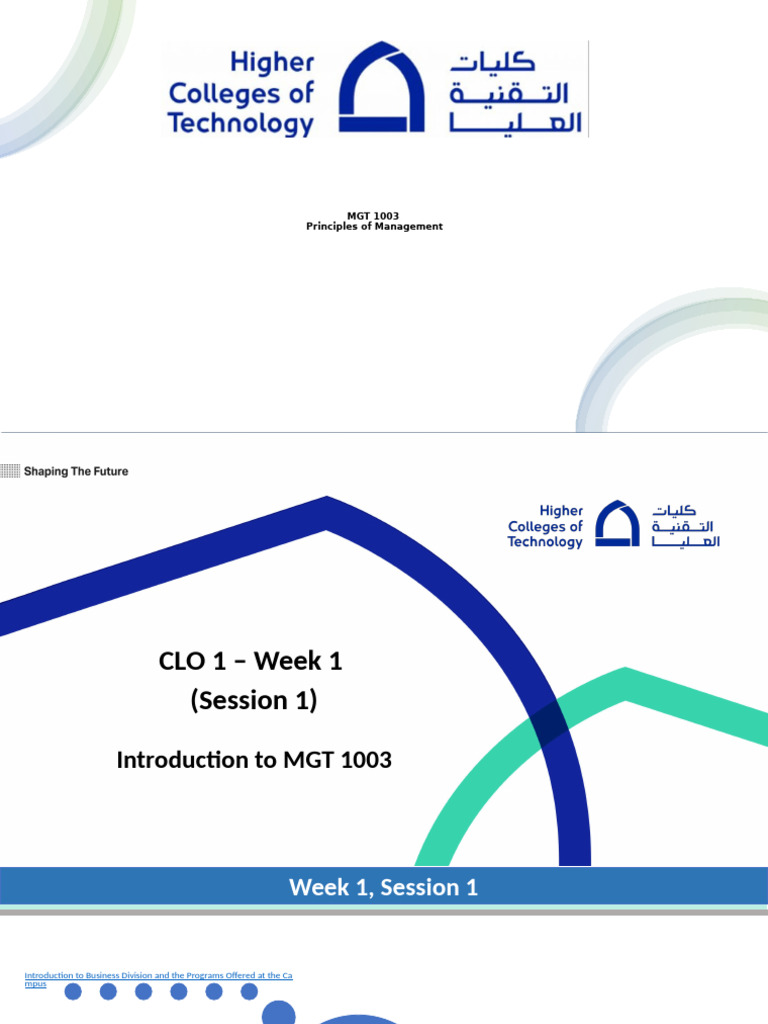 Unit 1 - CLO 1 - Introduction To Management - Slides | PDF