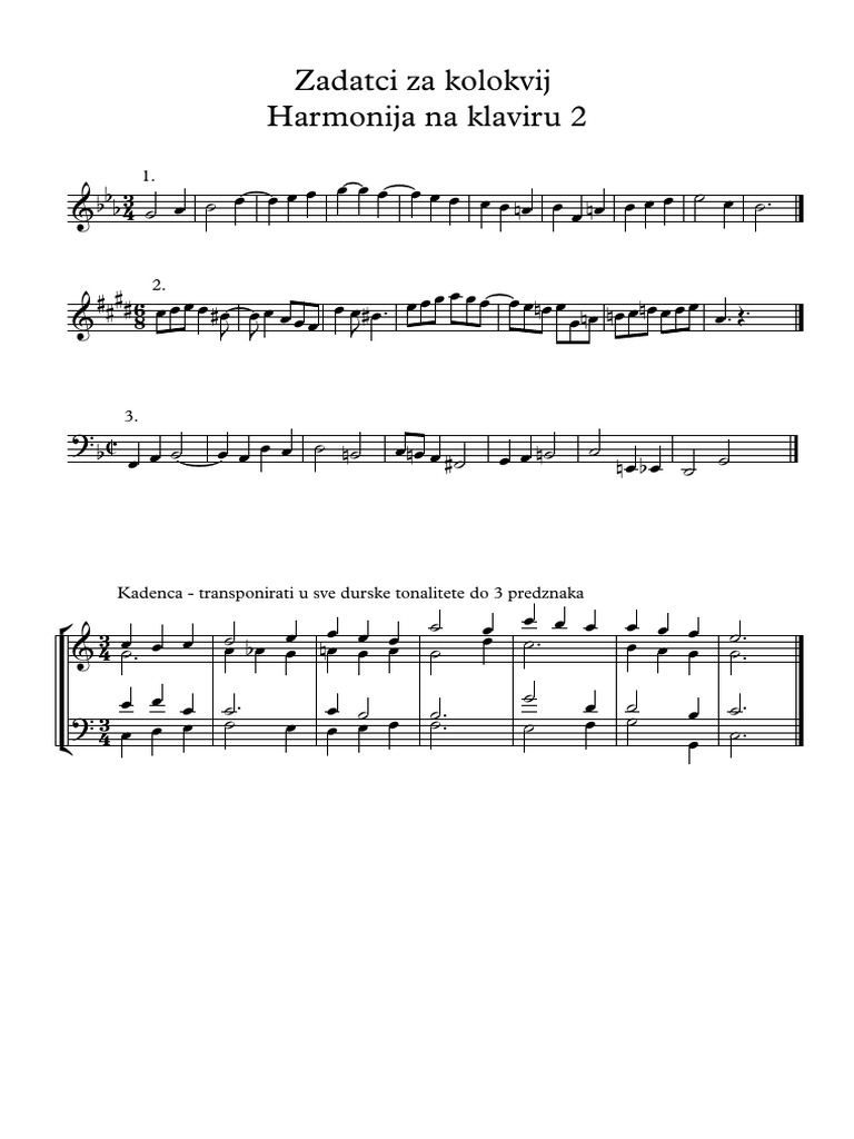 Zadatci Za Kolokvij Harmonija Na Klaviru 2 - Full Score | PDF