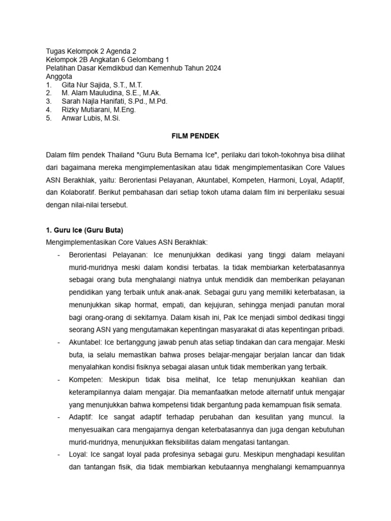 Tugas Analisis Tokoh Film Pendek | PDF